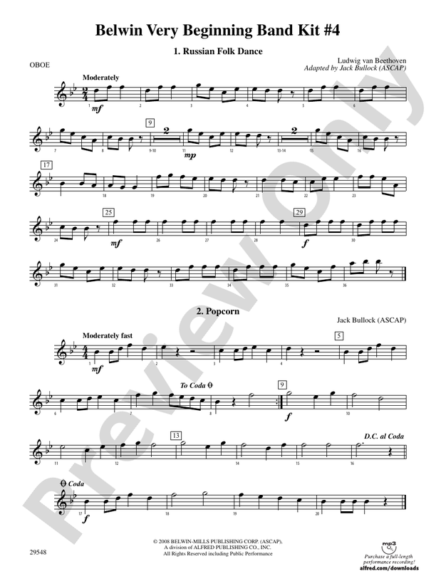 Belwin Very Beginning Band Kit #4: Oboe: Oboe Part - Digital Sheet ...