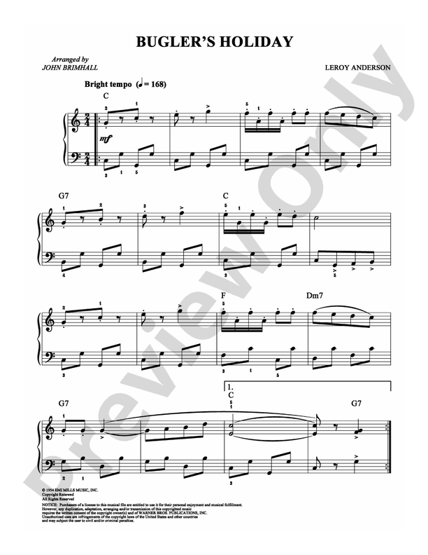 Bugler's Holiday: Easy Piano: Leroy Anderson - Digital Sheet Music Download