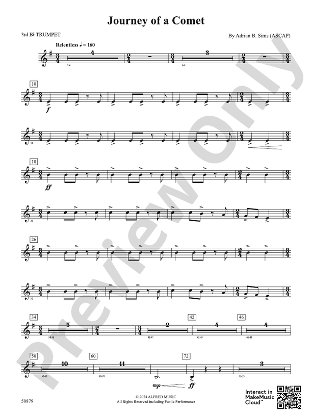 Journey of a Comet: 3rd B-flat Trumpet: 3rd B-flat Trumpet Part ...