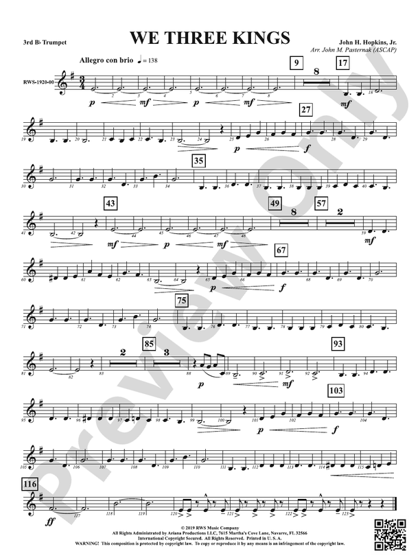 We Three Kings: 3rd B-flat Trumpet: 3rd B-flat Trumpet Part - Digital ...
