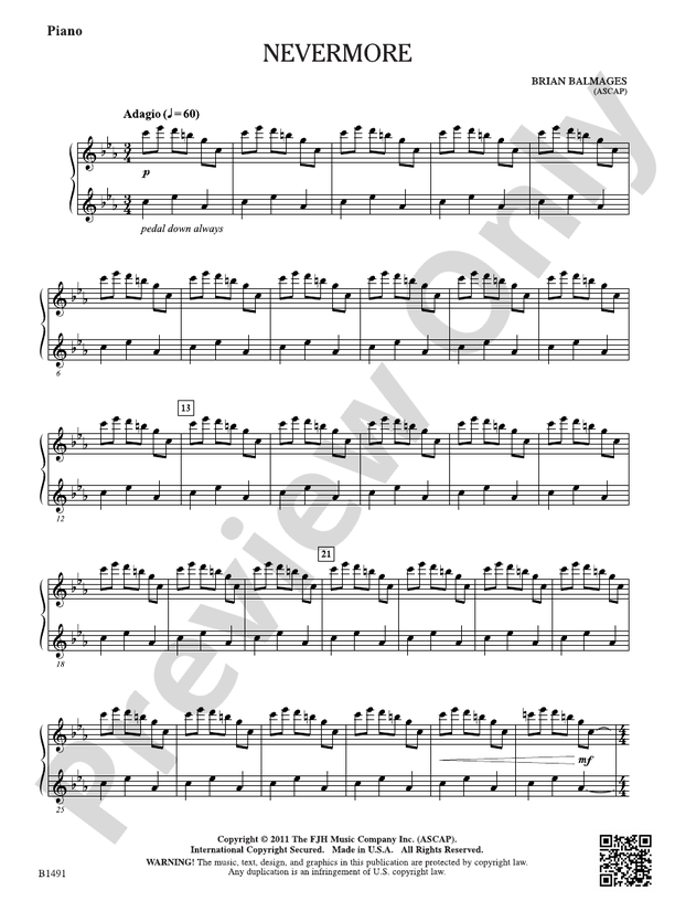 Nevermore: Piano: Piano Part: Brian Balmages - Digital Sheet Music Download