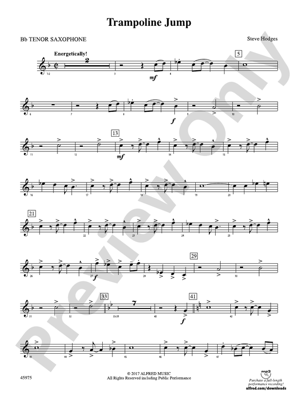 Trampoline Jump: B-flat Tenor Saxophone: B-flat Tenor Saxophone Part ...