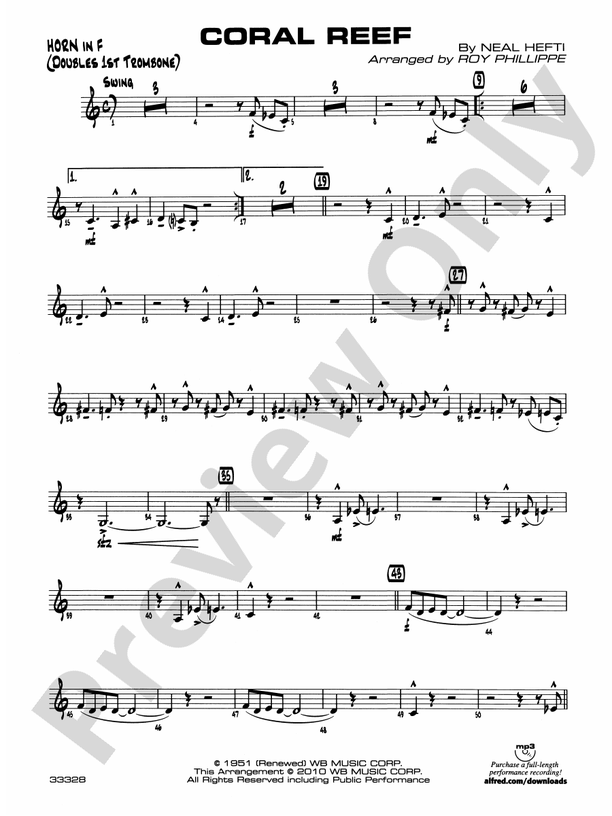 Coral Reef: 1st F Horn: 1st F Horn Part - Digital Sheet Music Download