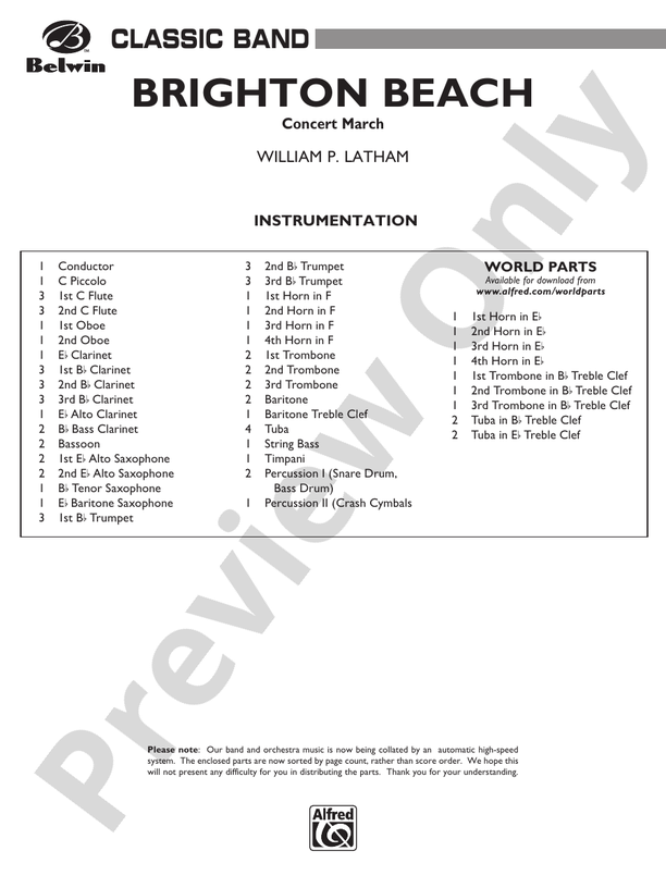 Brighton Beach (Concert March): Concert Band Conductor Score & Parts ...