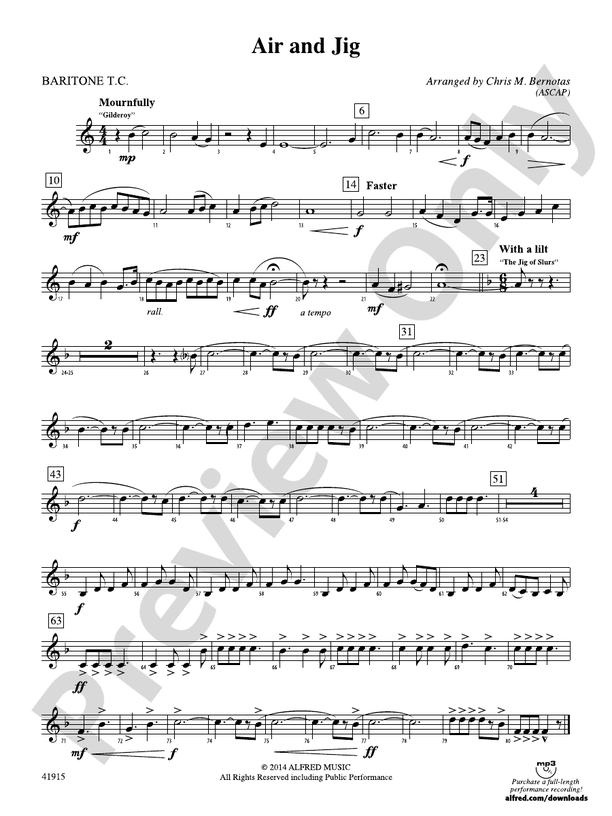 Air and Jig: Baritone T.C.: Baritone T.C. Part - Digital Sheet Music ...