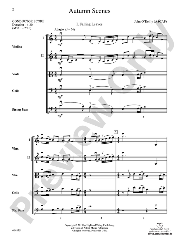 Autumn Scenes: Score: String Orchestra Score - Digital Sheet Music Download