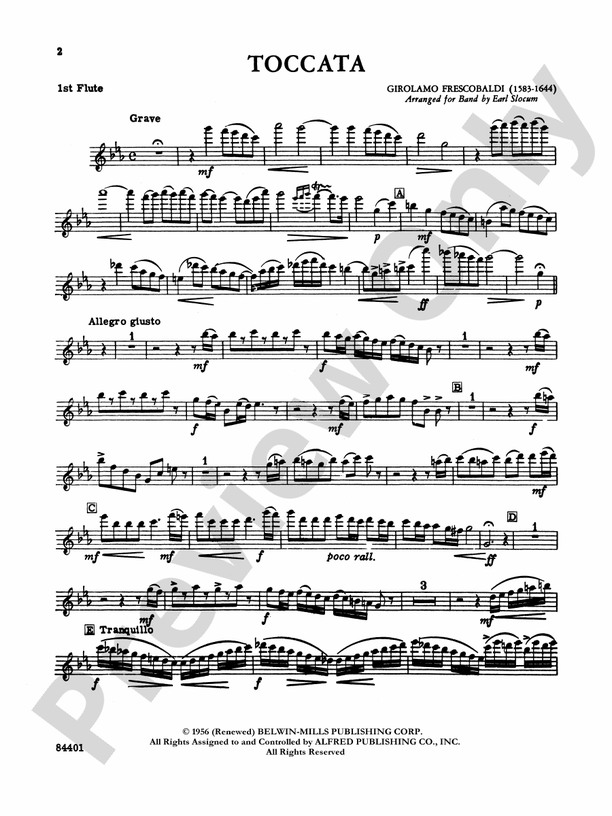 Toccata: Flute: Flute Part - Digital Sheet Music Download