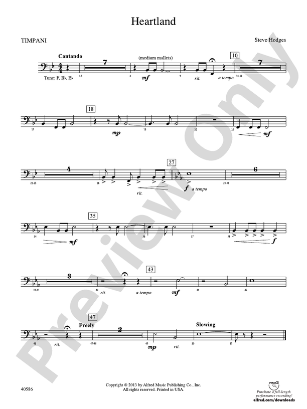 Heartland: Timpani: Timpani Part - Digital Sheet Music Download