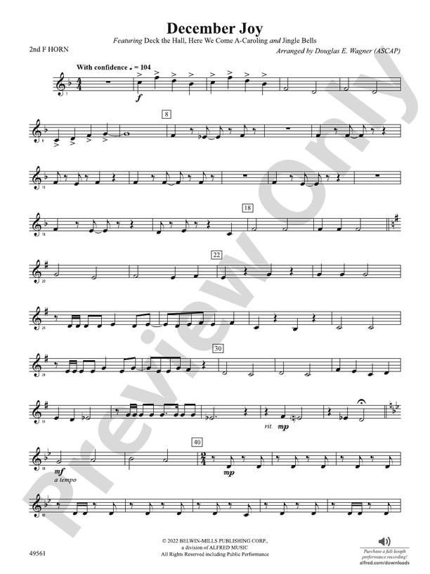 December Joy: 2nd F Horn: 2nd F Horn Part - Digital Sheet Music Download