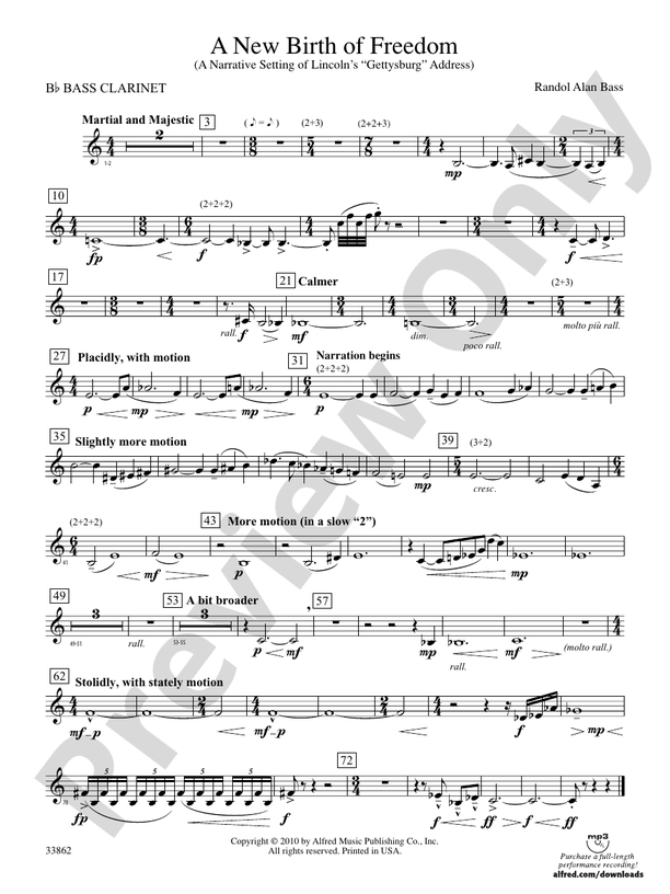 A New Birth of Freedom: B-flat Bass Clarinet: B-flat Bass Clarinet Part ...