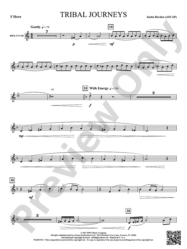 Tribal Journeys: 1st F Horn: 1st F Horn Part: Justin Harden - Digital ...