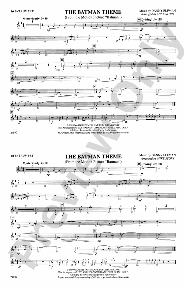 The Batman Theme (from Batman): 1st B-flat Trumpet: 1st B-flat Trumpet ...