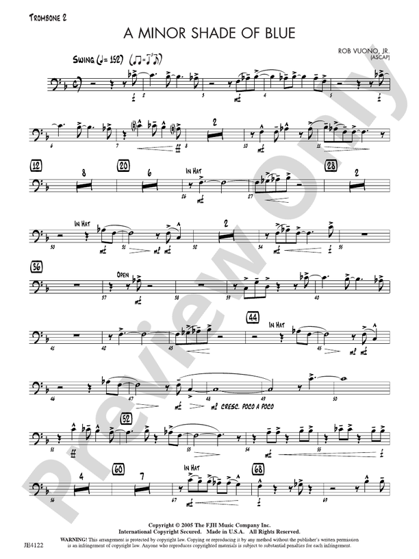 A Minor Shade of Blue: Trombone 2: Trombone 2 Part: Rob Vuono Jr ...