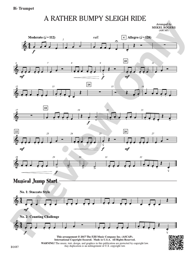 A Rather Bumpy Sleigh Ride: B-flat Trumpet: B-flat Trumpet Part: Mekel ...
