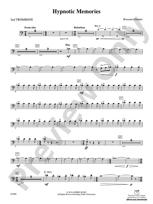 Hypnotic Memories: 2nd Trombone: 2nd Trombone Part - Digital Sheet Music Download