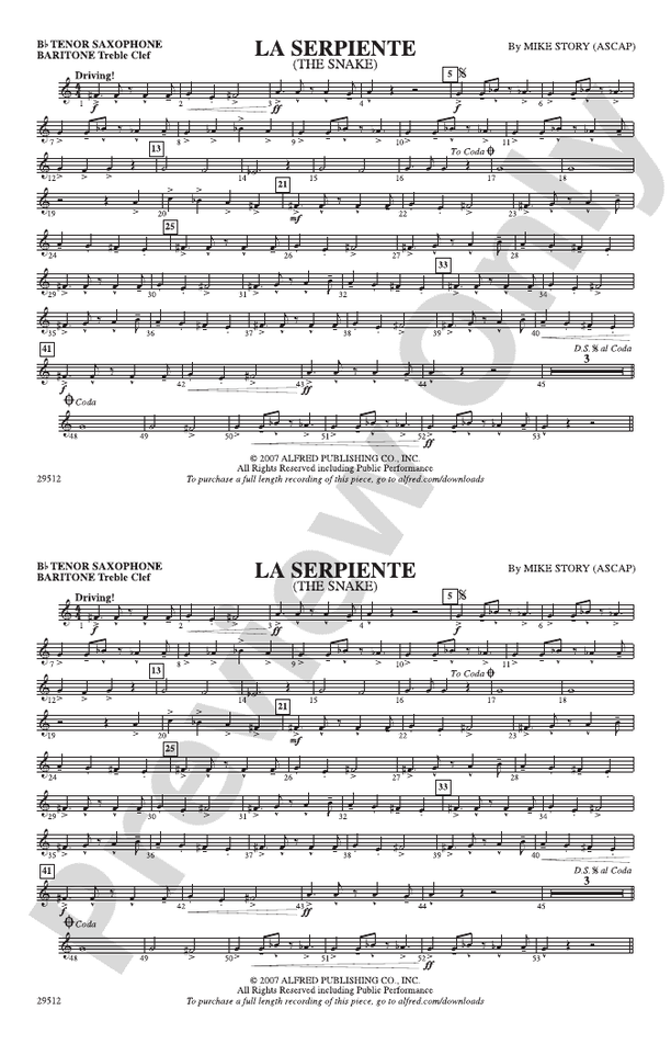 La Serpiente (The Snake): Bb Tenor Saxophone/Bartione Treble Clef: Bb ...