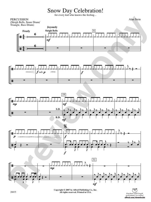 Snow Day Celebration!: 1st Percussion: 1st Percussion Part - Digital ...
