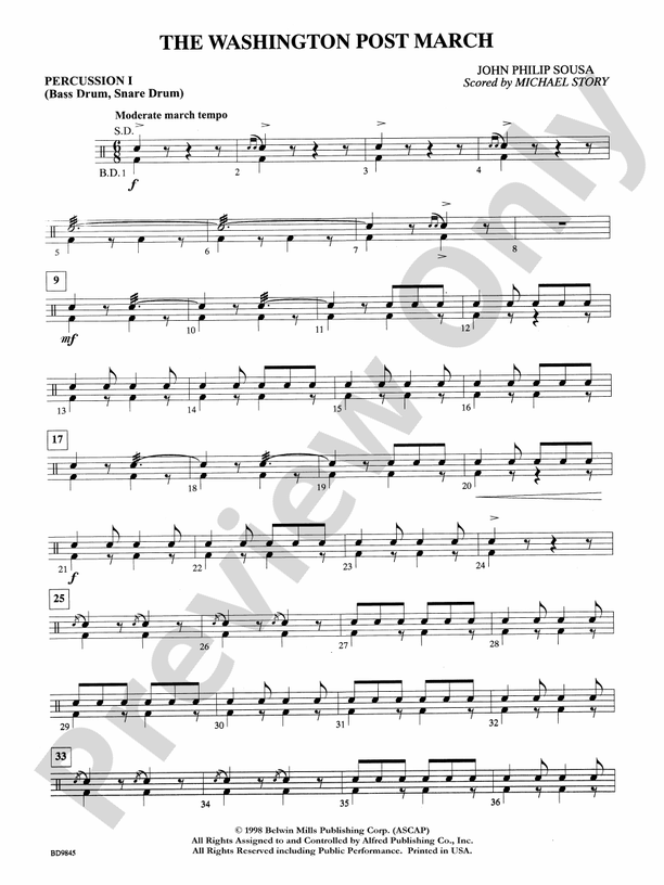 Washington Post: 1st Percussion: 1st Percussion Part - Digital Sheet ...