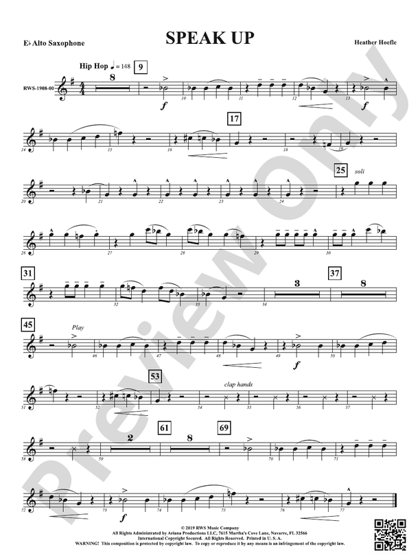 Speak Up: 1st E-flat Alto Saxophone: 1st E-flat Alto Saxophone Part ...