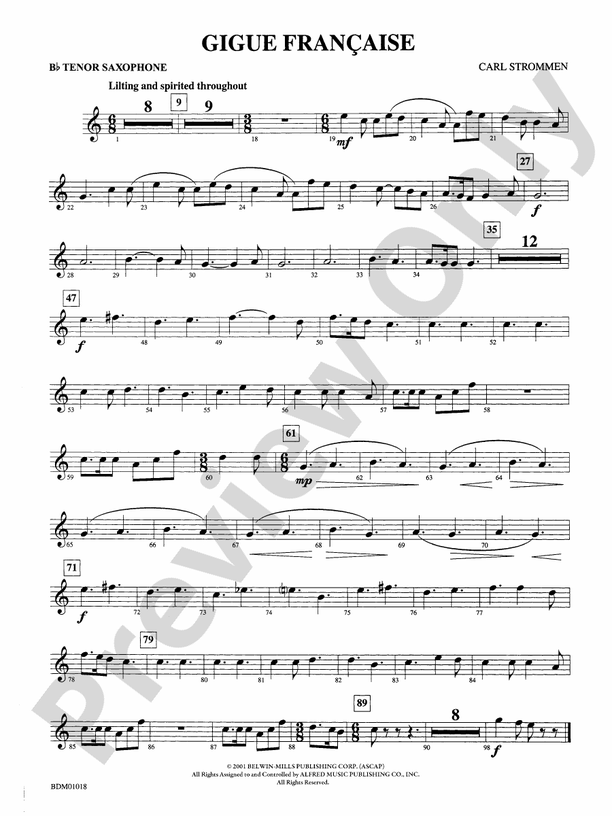 Gigue Française: B-flat Tenor Saxophone: B-flat Tenor Saxophone Part ...