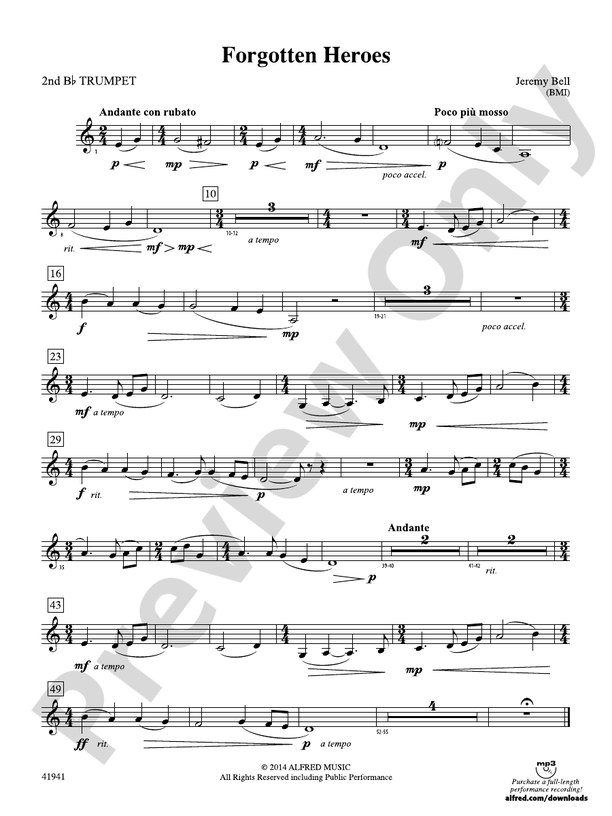 Forgotten Heroes: 2nd B-flat Trumpet: 2nd B-flat Trumpet Part - Digital ...