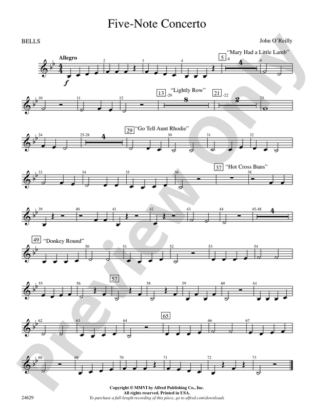 Five-Note Concerto: Bells: Bells Part - Digital Sheet Music Download