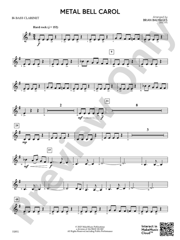 Metal Bell Carol: B-flat Bass Clarinet: B-flat Bass Clarinet Part ...