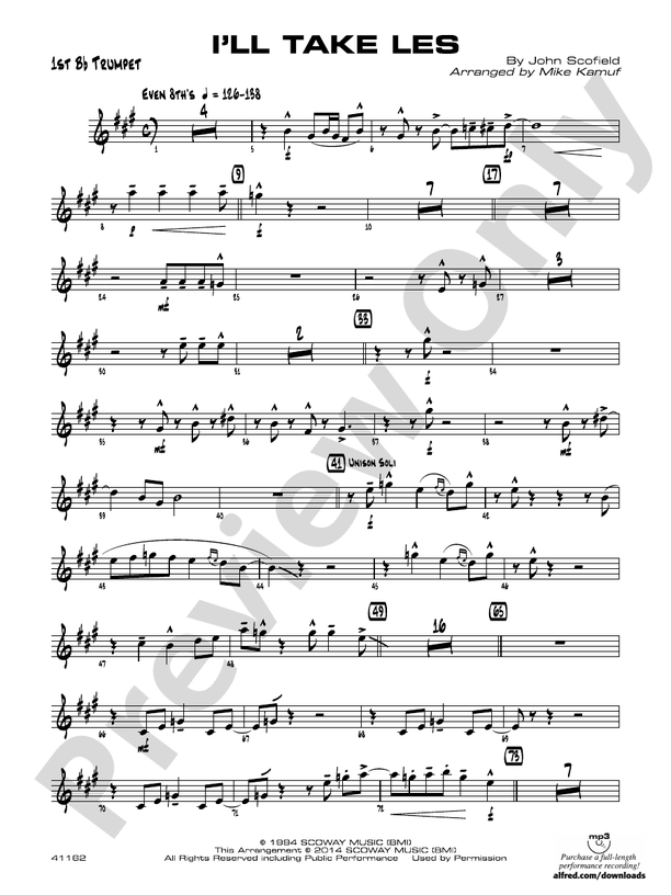 I'll Take Les: 1st B-flat Trumpet: 1st B-flat Trumpet Part - Digital Sheet Music Download