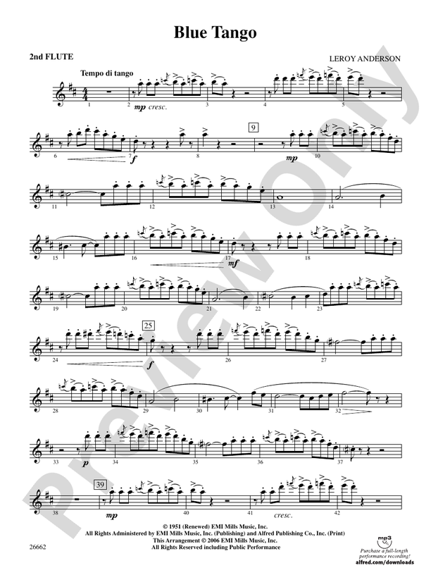 Blue Tango: 2nd Flute: 2nd Flute Part - Digital Sheet Music Download