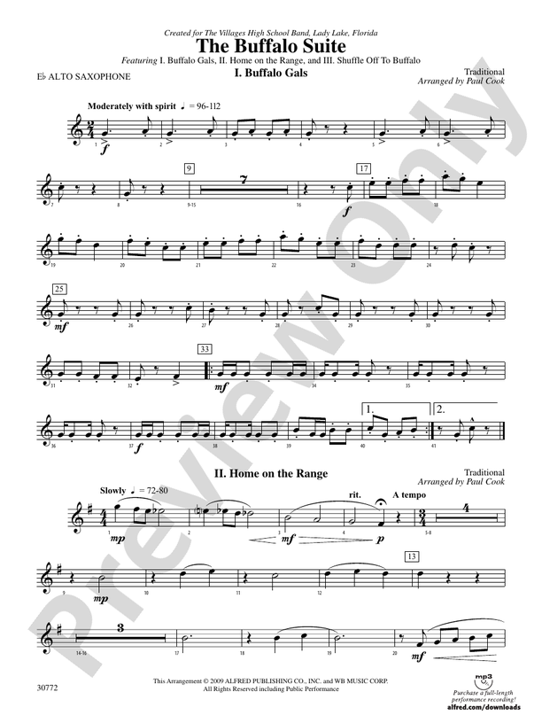 The Buffalo Suite: E-flat Alto Saxophone: E-flat Alto Saxophone Part ...