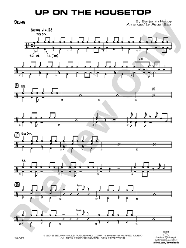 Up on the Housetop: Drums: Drums Part - Digital Sheet Music Download