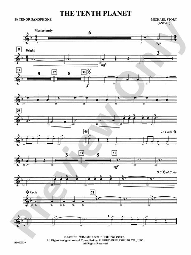 The Tenth Planet: B-flat Tenor Saxophone: B-flat Tenor Saxophone Part ...