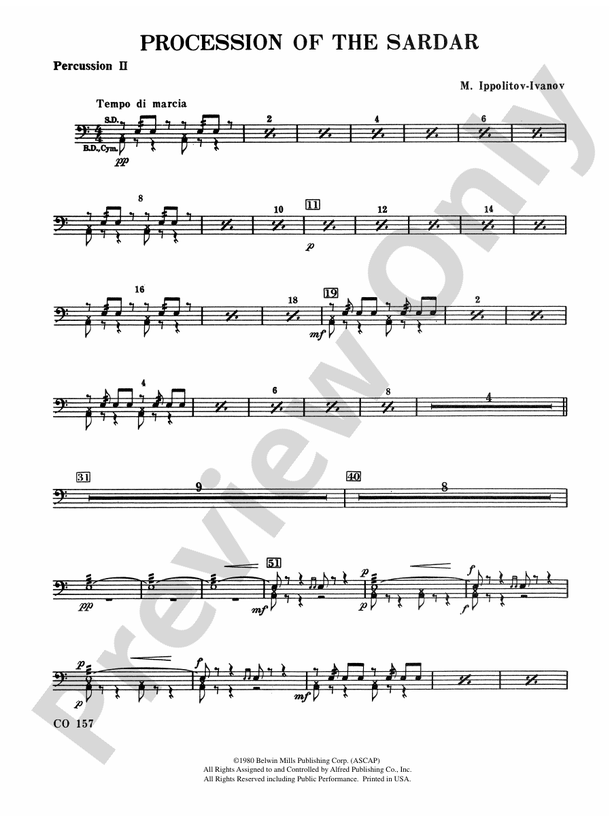 Procession of the Sardar: 2nd Percussion: 2nd Percussion Part - Digital Sheet Music Download