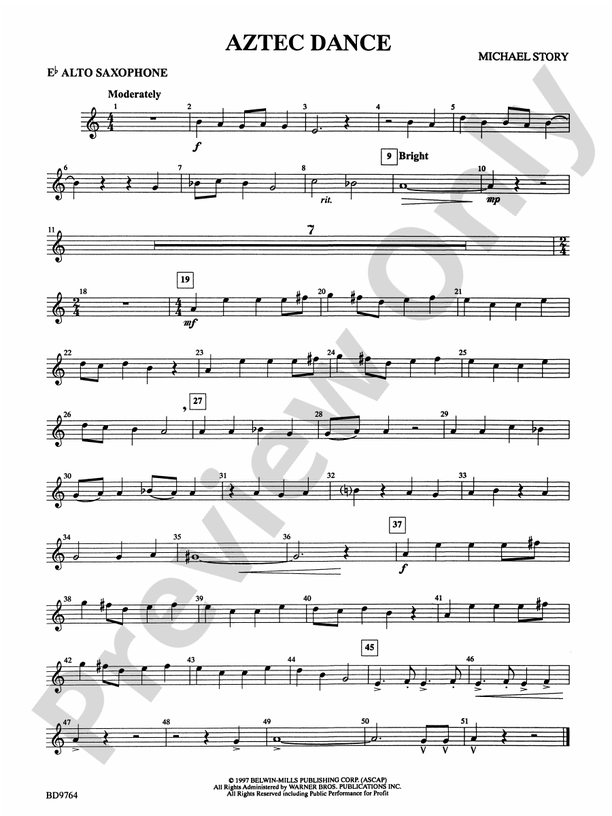 Aztec Dance: E-flat Alto Saxophone: E-flat Alto Saxophone Part ...