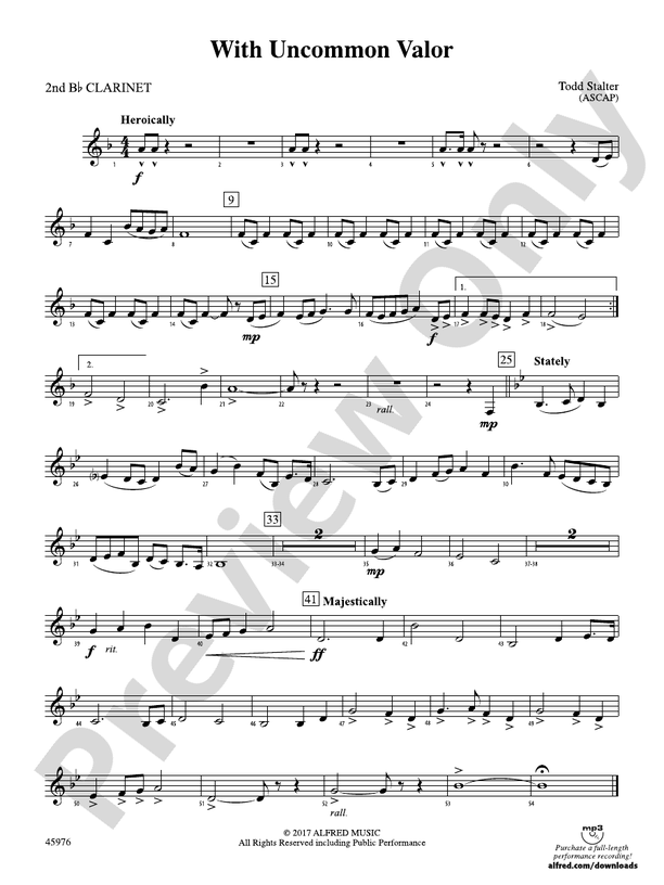 With Uncommon Valor: 2nd B-flat Clarinet: 2nd B-flat Clarinet Part ...