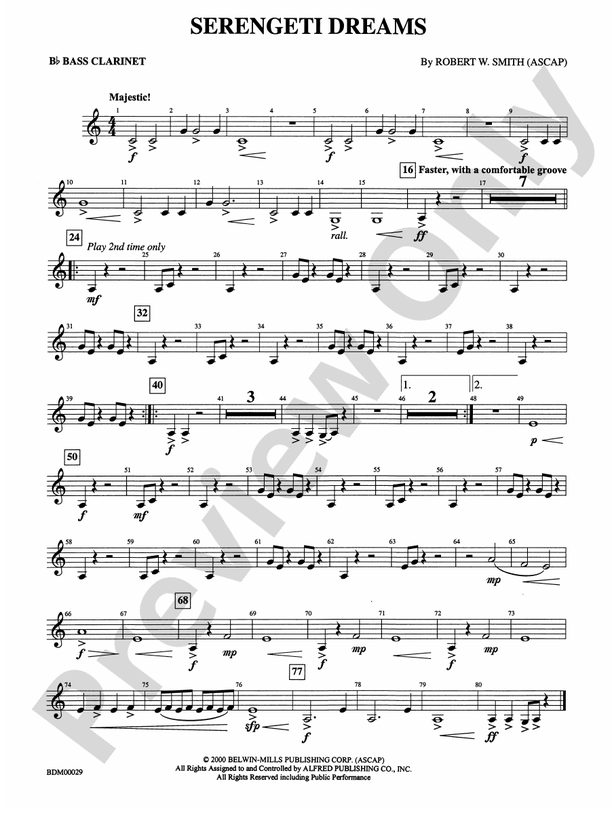 Serengeti Dreams: B-flat Bass Clarinet: B-flat Bass Clarinet Part - Digital Sheet Music Download