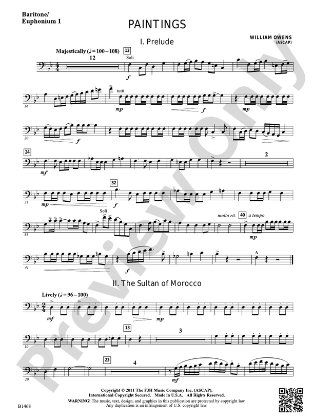 Paintings: Baritone/Euphonium 1: Baritone/Euphonium 1 Part: William ...