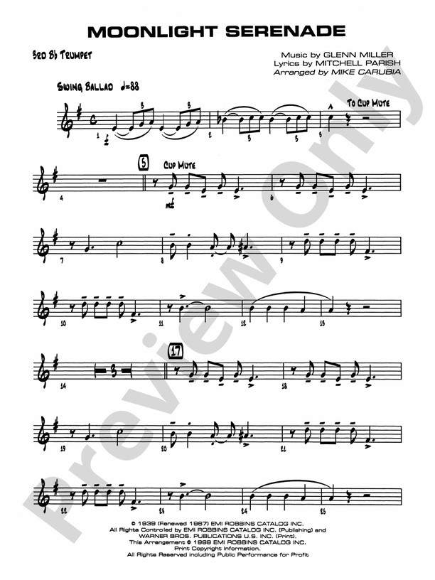 Moonlight Serenade: 3rd B-flat Trumpet: 3rd B-flat Trumpet Part - Digital Sheet Music Download