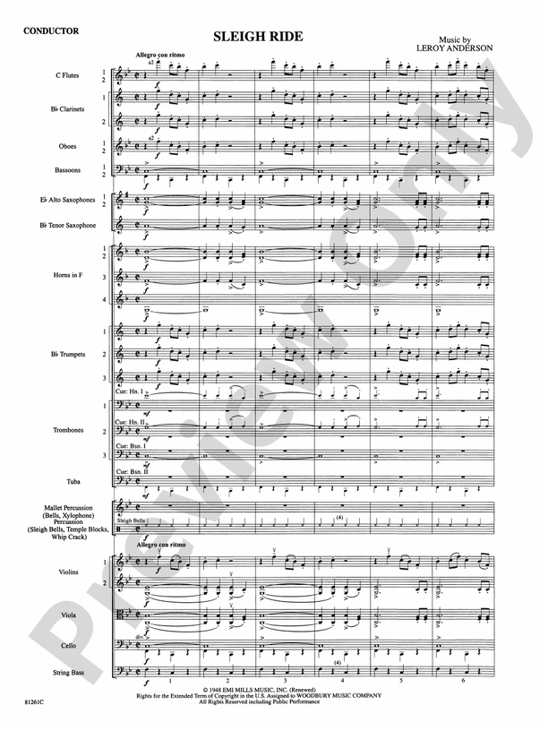 Sleigh Ride: Score: Full Orchestra Score - Digital Sheet Music Download
