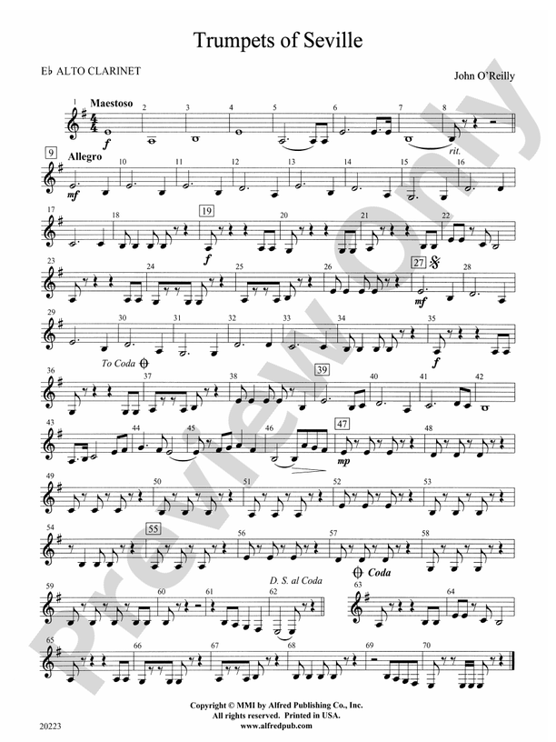 Trumpets of Seville: E-flat Alto Clarinet: E-flat Alto Clarinet Part ...