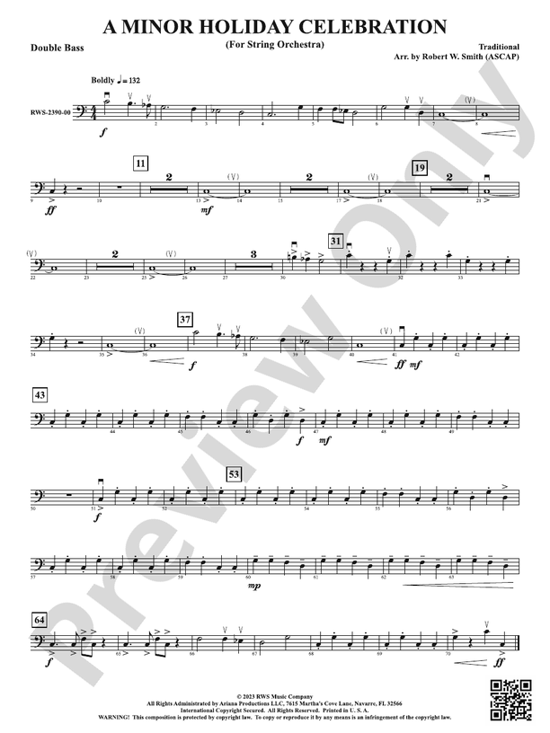 A Minor Holiday Celebration - For String Orchestra: String Bass: String ...