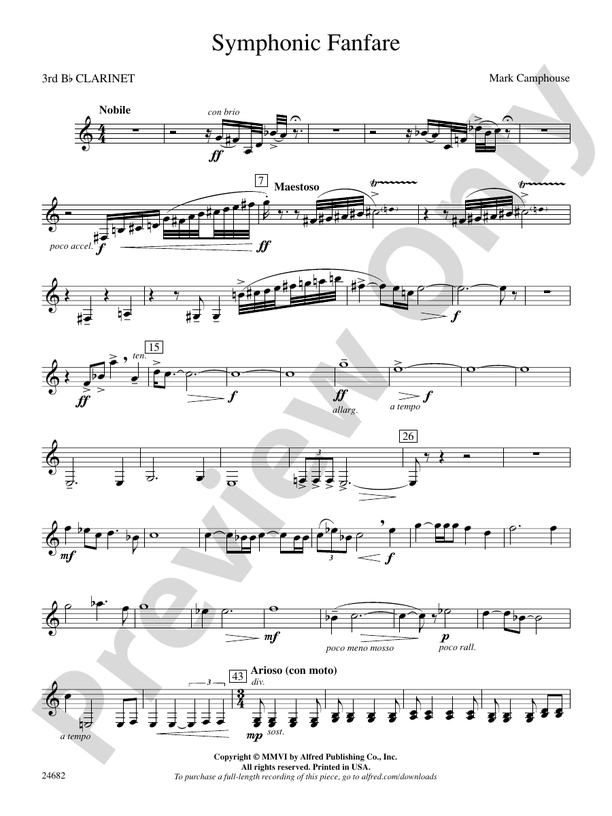 Symphonic Fanfare: 3rd B-flat Clarinet: 3rd B-flat Clarinet Part ...