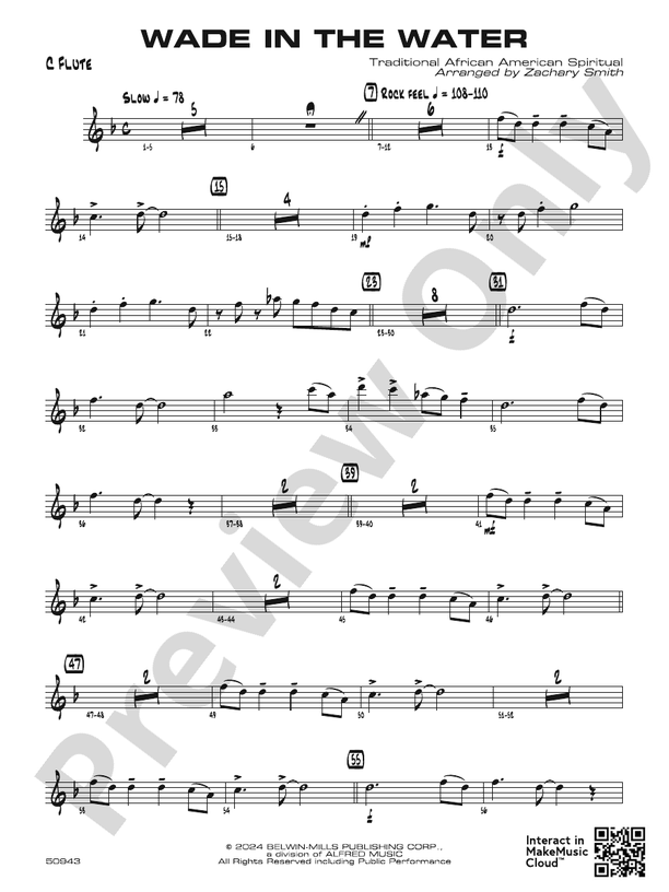 Wade in the Water: Flute: Flute Part - Digital Sheet Music Download