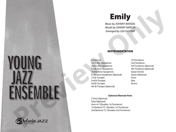 Emily: Jazz Ensemble Conductor Score & Parts: Johnny Mandel - Digital ...