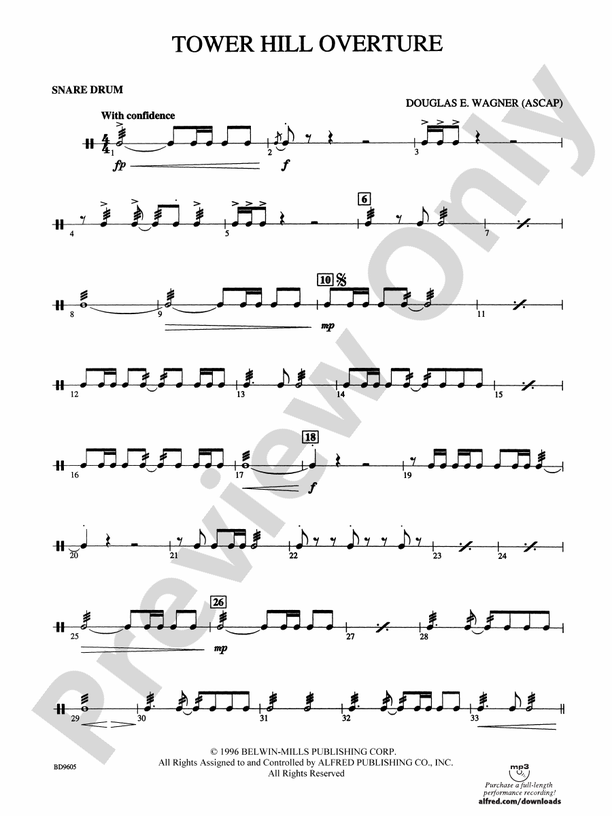 Tower Hill Overture: Snare Drum: Snare Drum Part - Digital Sheet Music Download