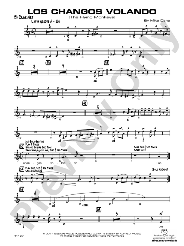 Los changos volando: 1st B-flat Clarinet: 1st B-flat Clarinet Part - Digital Sheet Music Download