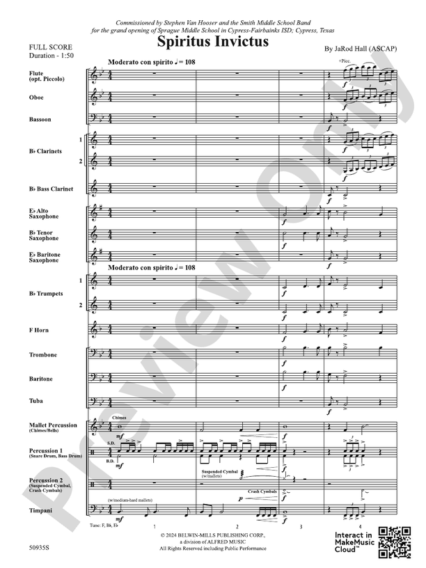 Spiritus Invictus: Concert Band Conductor Score & Parts: JaRod Hall ...