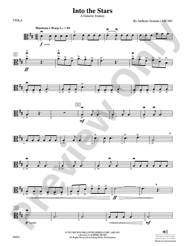 Into the Stars: Viola: Viola Part - Digital Sheet Music Download