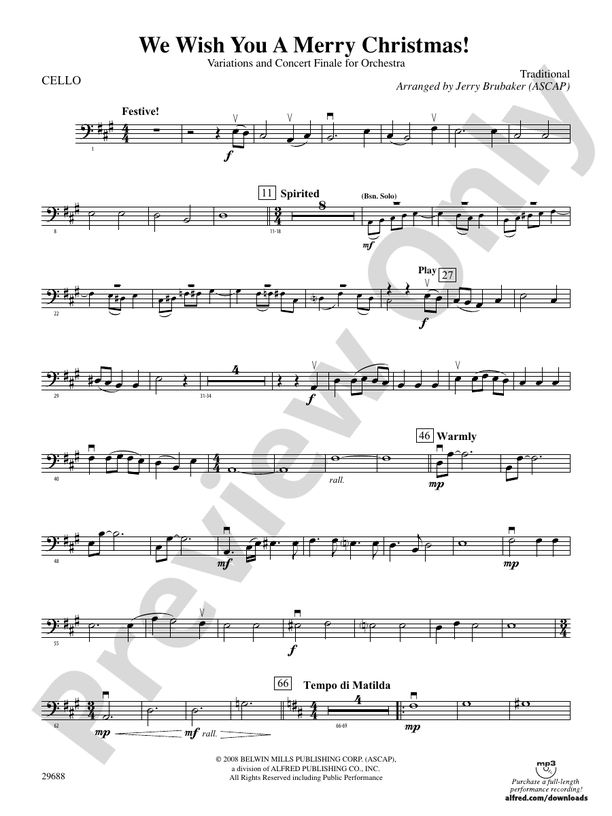 We Wish You a Merry Christmas: Cello: Cello Part - Digital Sheet Music ...