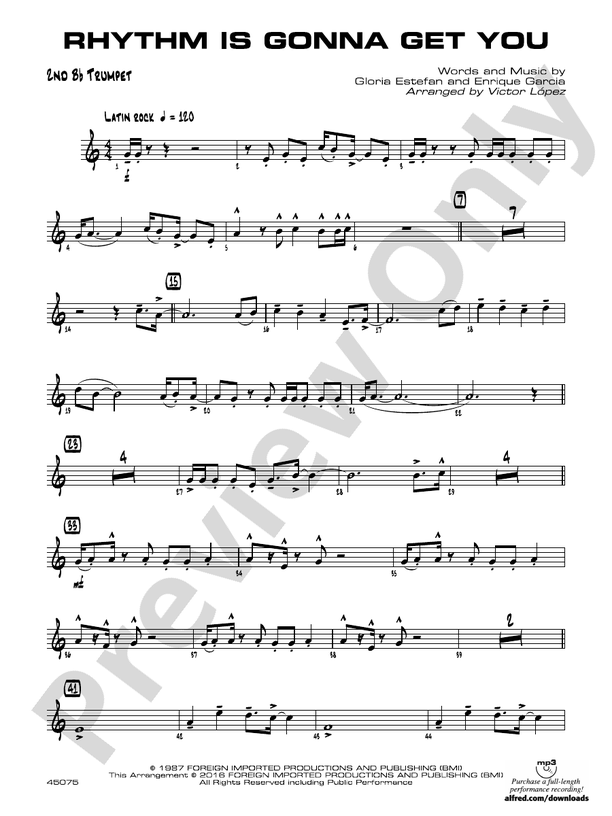 Rhythm Is Gonna Get You: 2nd B-flat Trumpet: 2nd B-flat Trumpet Part - Digital Sheet Music Download